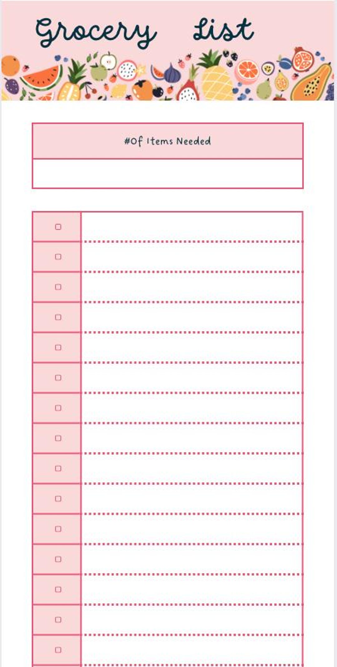 Pink Grocery List - Etsy