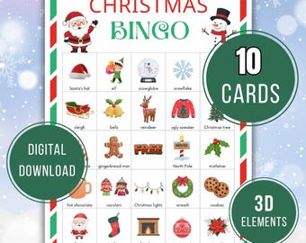 Printable Christmas Bingo Game – Fun Holiday Party Activity for Guests ...