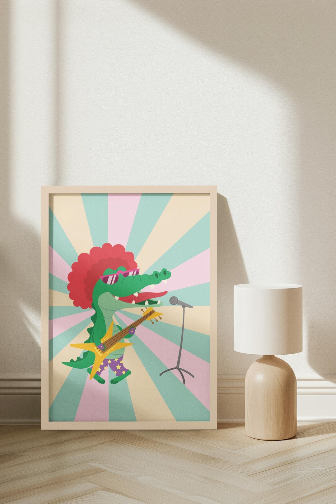 Alligator Rock N' Roll Art Print, Retro Cartoon Kid's Room Decor - Etsy