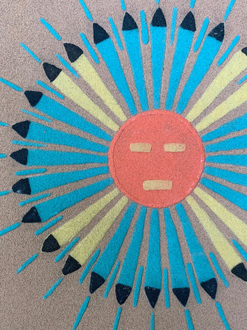 Vintage Navajo Sand Art | Sun Creation Story - Etsy
