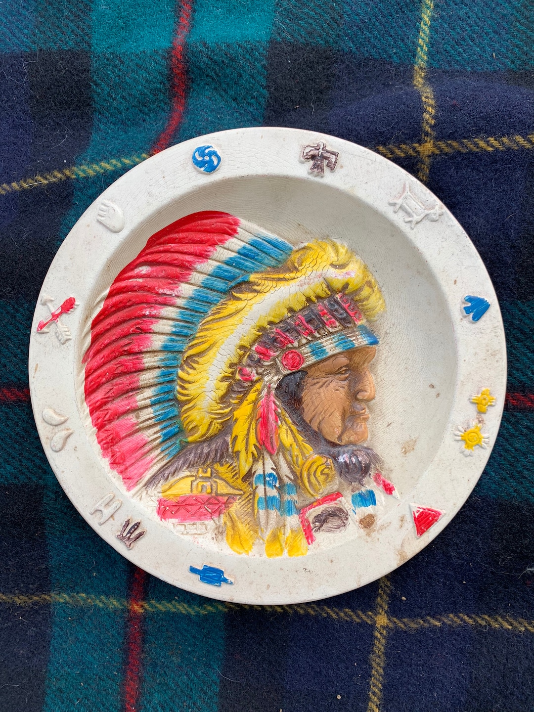 Decorative Vintage Native American Plate | Indian Head Plate - Etsy