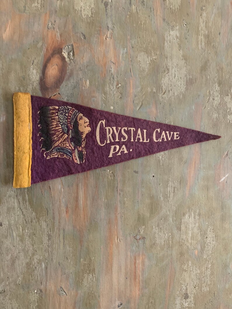 Vintage Crystal Cave PA Pennant Crystal Cave Pennsylvania Native ...