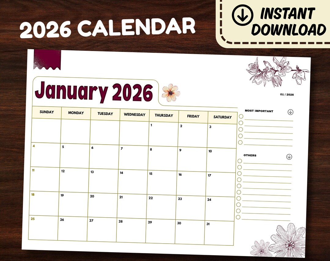 2026 Calendar, Minimalist Monthly Planner (PDF | A4) - Etsy