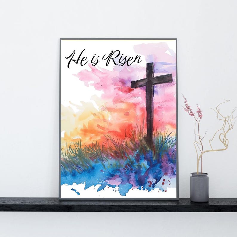 HE IS RISEN Easter Matthew 28:6 Printable Scripture, Bible Quote ...