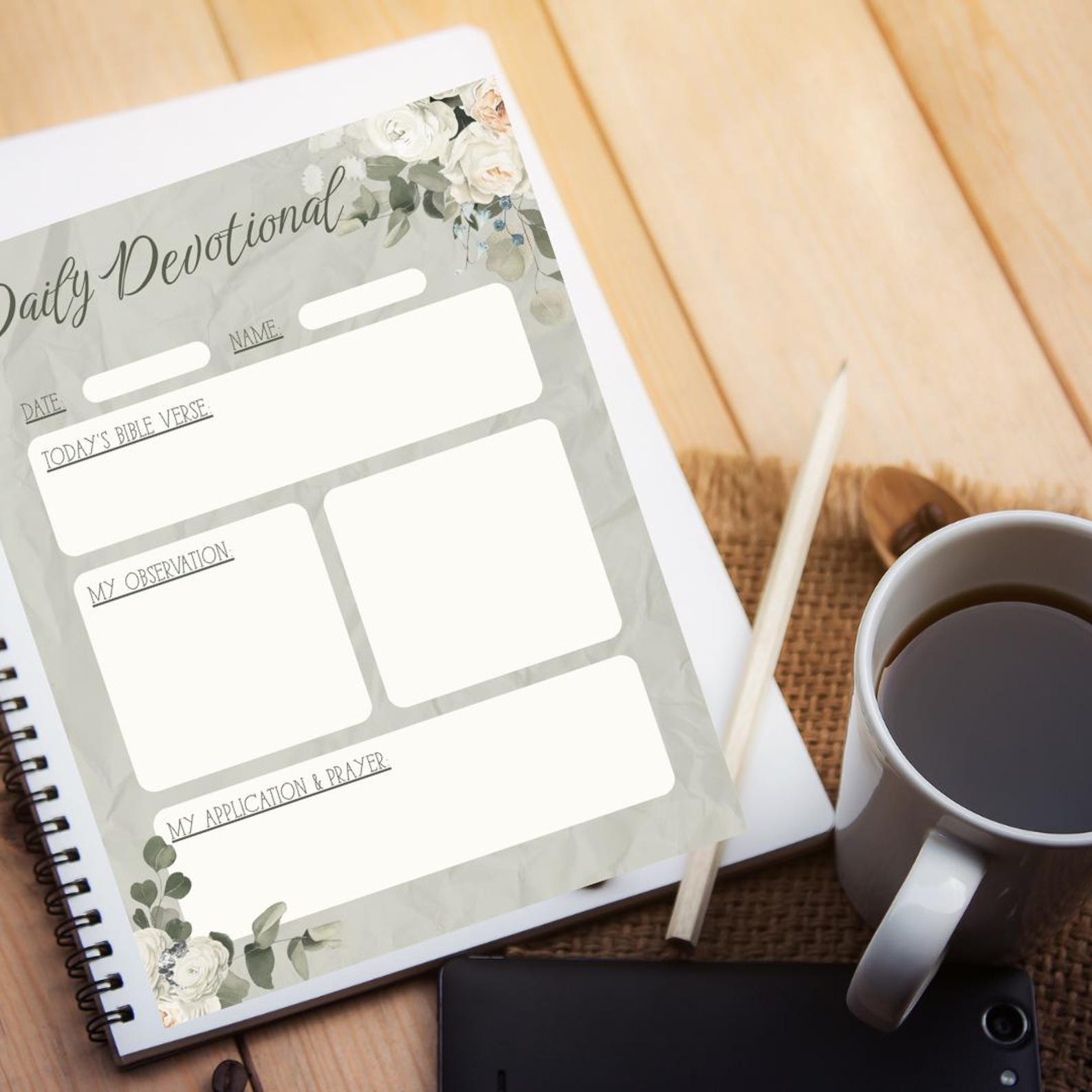 Printable Daily Devotional Page, Observation. Application, Verse ...