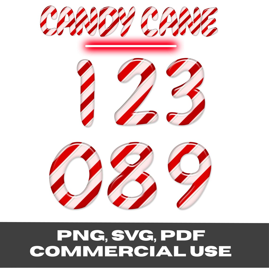 Candy Cane Alphabet, A-Z Letters, Christmas Font, PNG SVG PDF ...