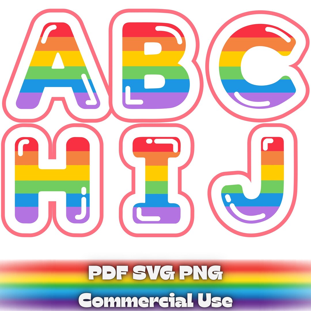 Rainbow Alphabet Bundle A-Z & 0-9 | PNG SVG PDF | Commercial Use ...