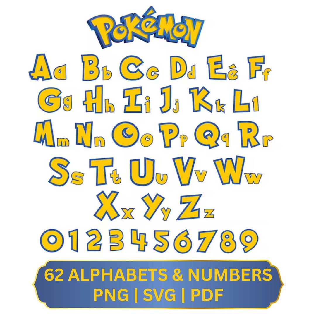 Pokémon Alphabet Letters, Kids Font, SVG PNG PDF, Commercial Use ...