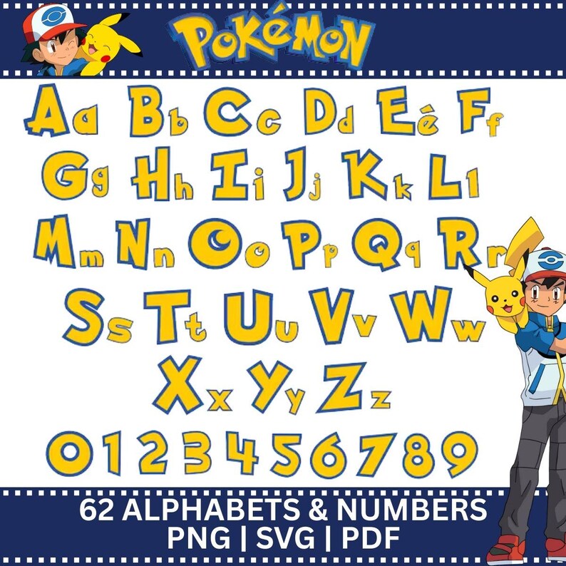 Pokémon Alphabet Letters, Kids Font, SVG PNG PDF, Commercial Use ...