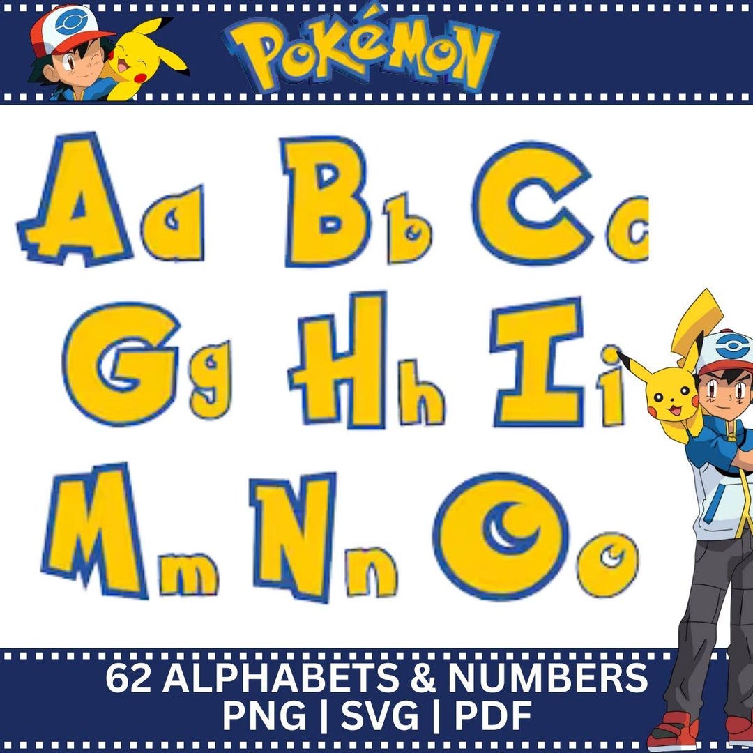 Pokémon Alphabet Letters, Kids Font, SVG PNG PDF, Commercial Use ...