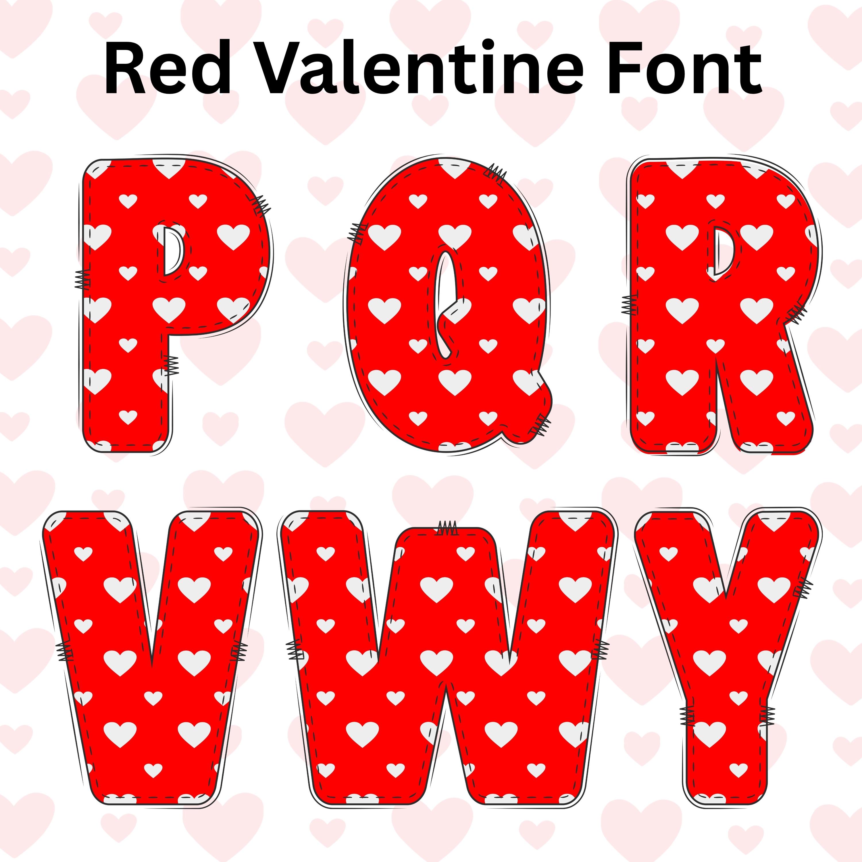 Red Valentine Alphabet A–Z | Love Letter Font | PNG SVG PDF | Digital ...