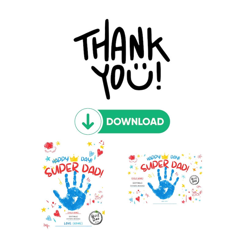 Super Dad Handprint Card | Editable Father's Day Keepsake (instant ...
