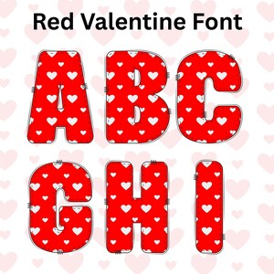 Red Valentine Alphabet A–Z | Love Letter Font | PNG SVG PDF | Digital ...