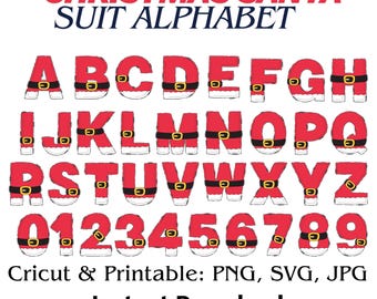 Santa Suit Alphabet, Christmas Font, PNG JPG PDF, Commercial Use ...