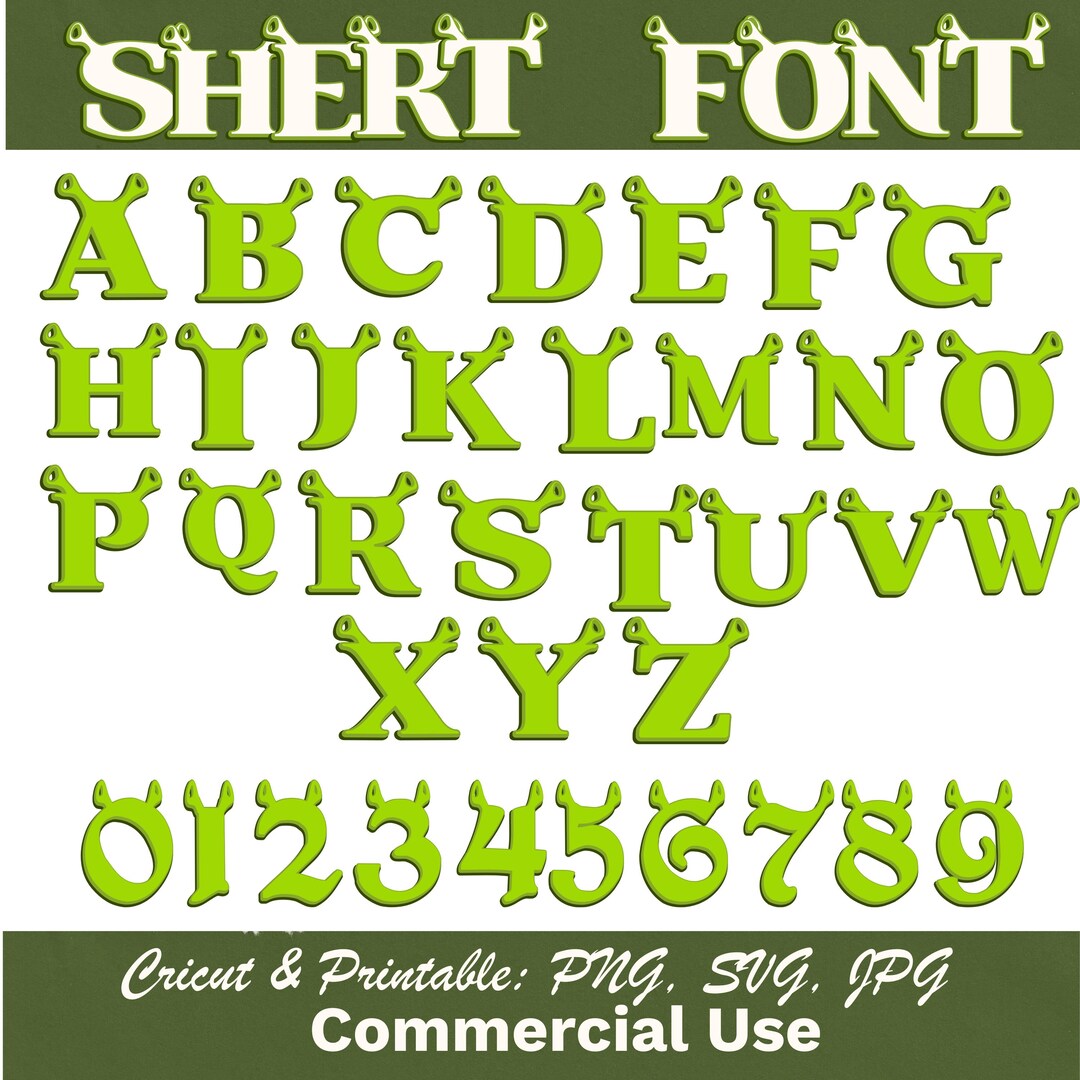 Shrek Cartoon Kids Font, SVG PNG JPG, Cricut Letters, Commercial Use ...