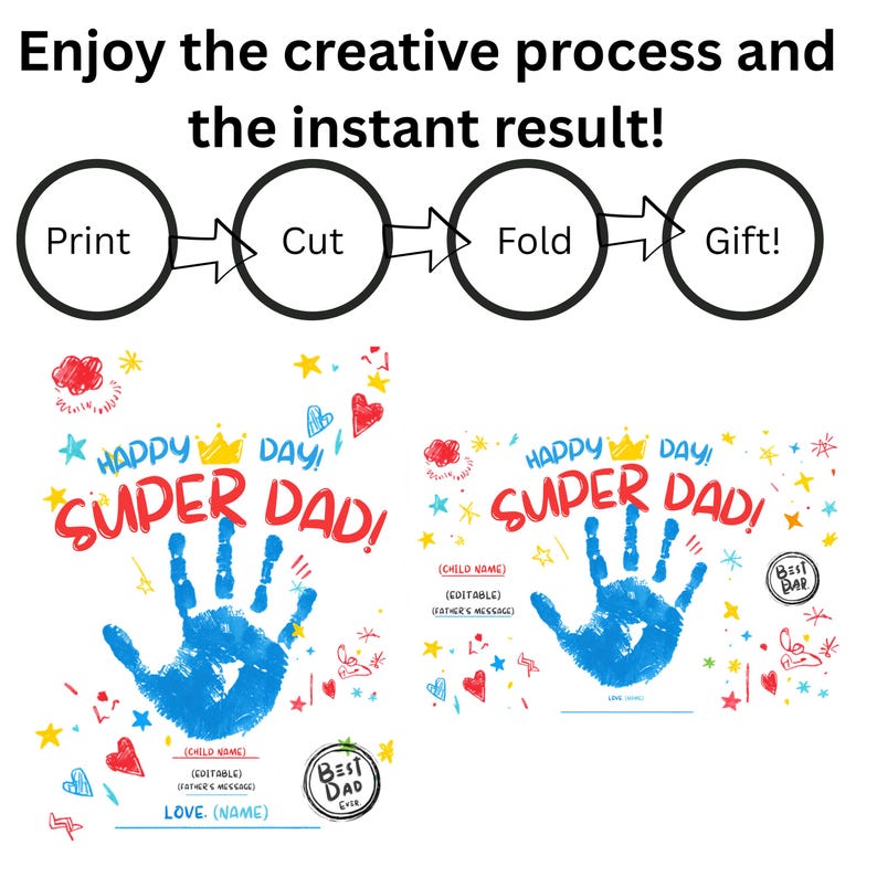 Super Dad Handprint Card | Editable Father's Day Keepsake (instant ...