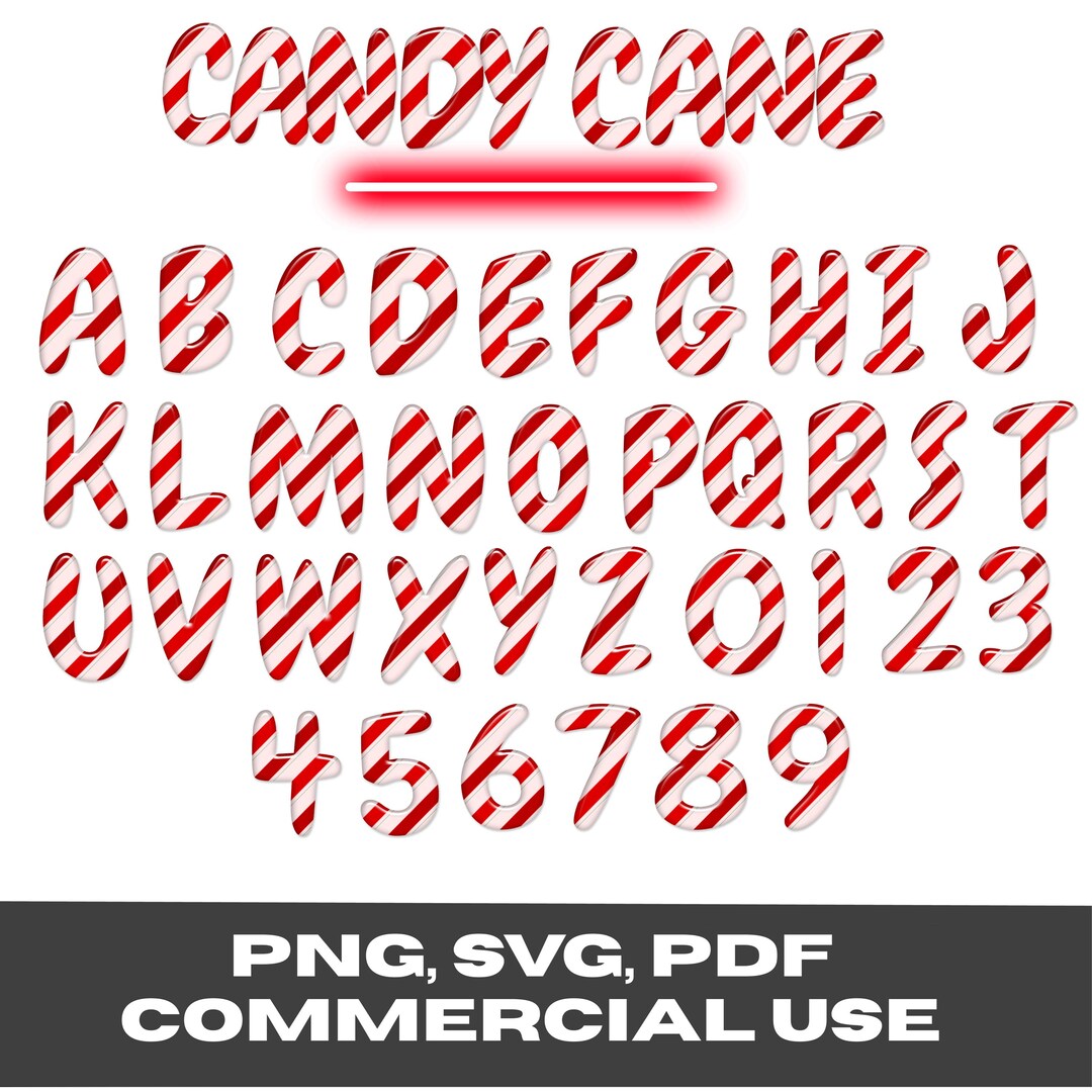 Candy Cane Alphabet, A-Z Letters, Christmas Font, PNG SVG PDF ...