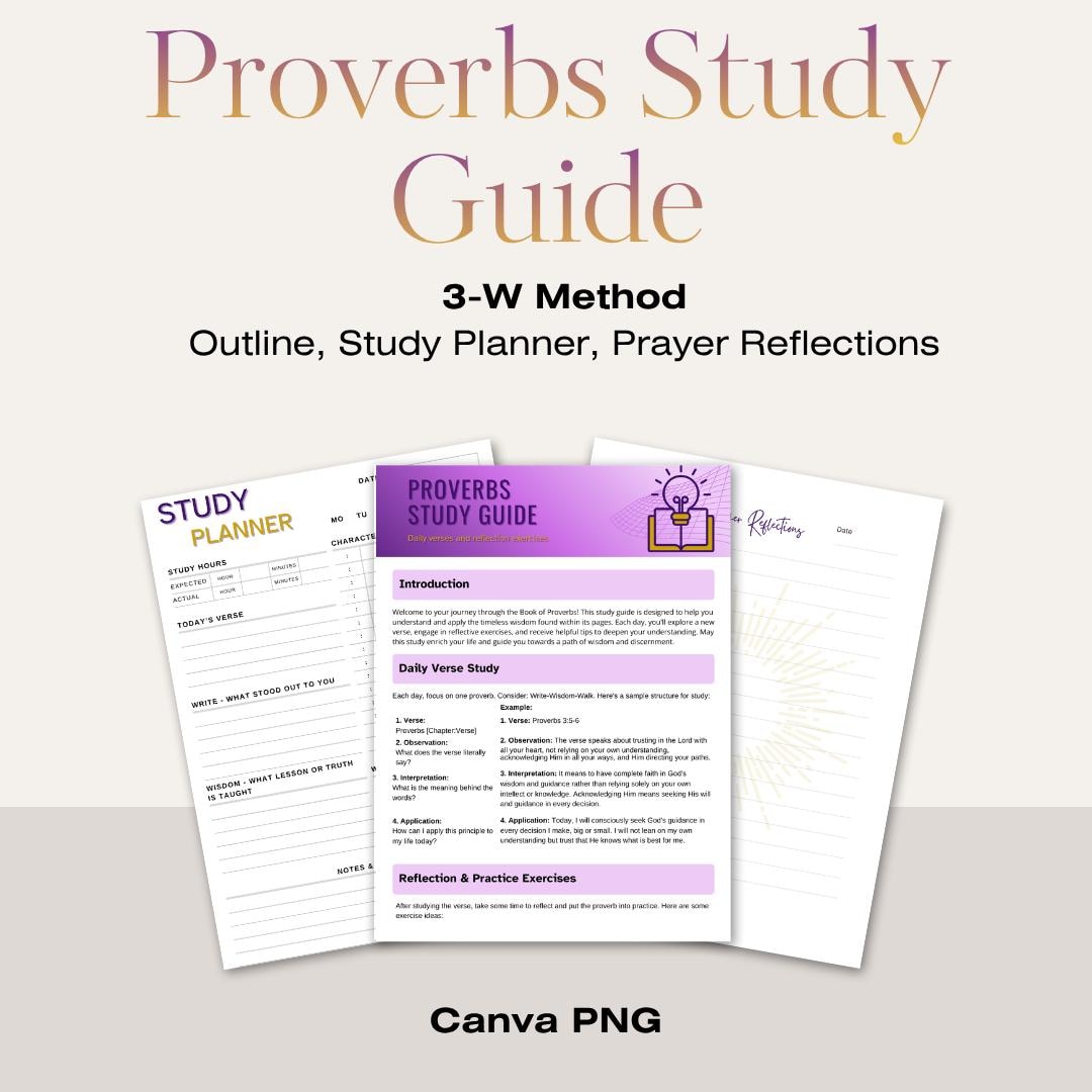 Proverbs Study Guide Planner | 31-day Bible Workbook | Christian ...