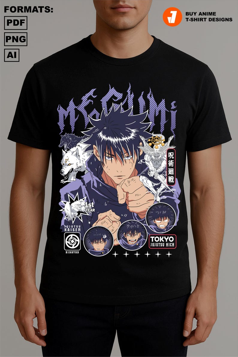 Jujutsu Kaisen Anime Design Megumi Fushiguro | Dark Shikigami Art PNG ...