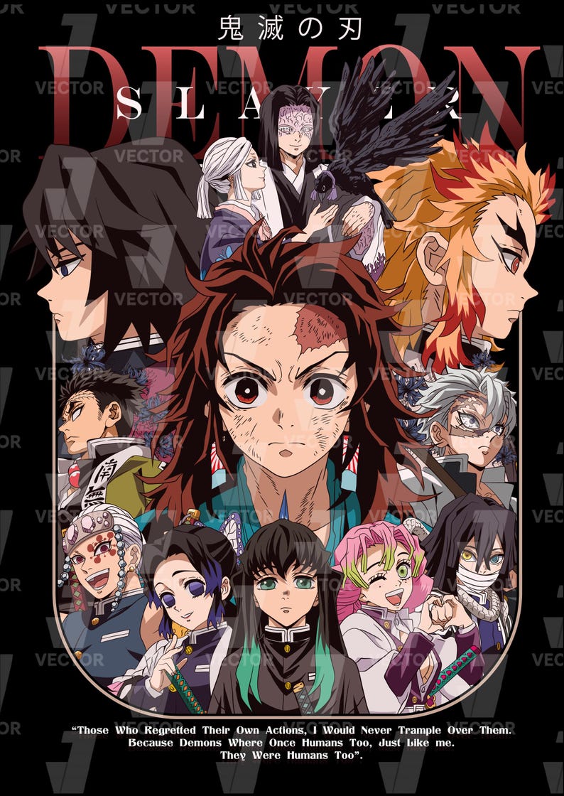 Demon Slayer Hunters Design | Editable Anime Art for DTF DTG ...