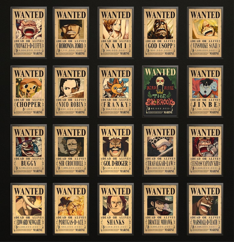 20+ Wanted Poster One Piece PREMIUM 300dpi JPG BUNDLE | High Quality ...