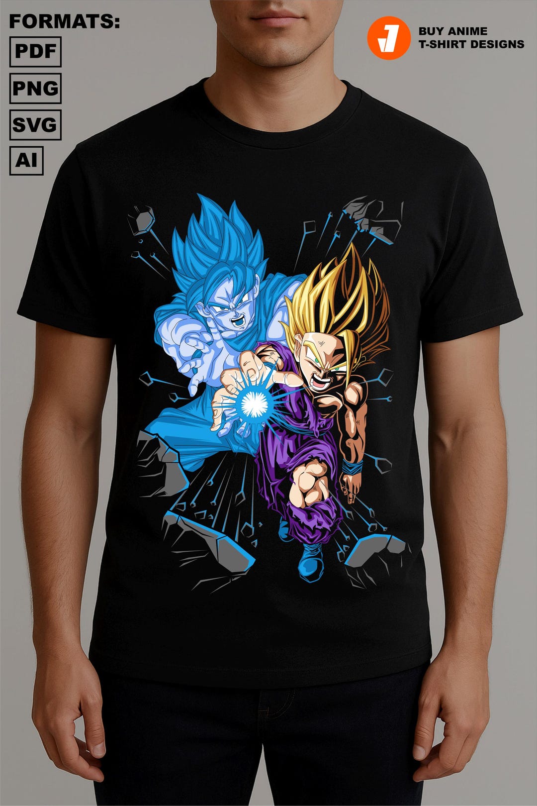 Dragon Ball Z Vector Art | Goku & Gohan SVG PNG Ai PDF | Anime T Shirt ...