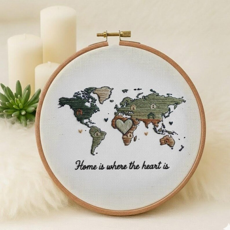 World Map Embroidery Kit – Modern Line Art DIY Stitch Pattern - Etsy