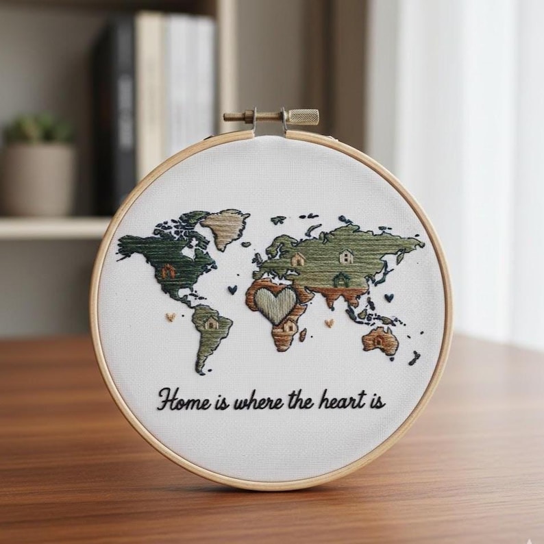 World Map Embroidery Kit – Modern Line Art DIY Stitch Pattern - Etsy