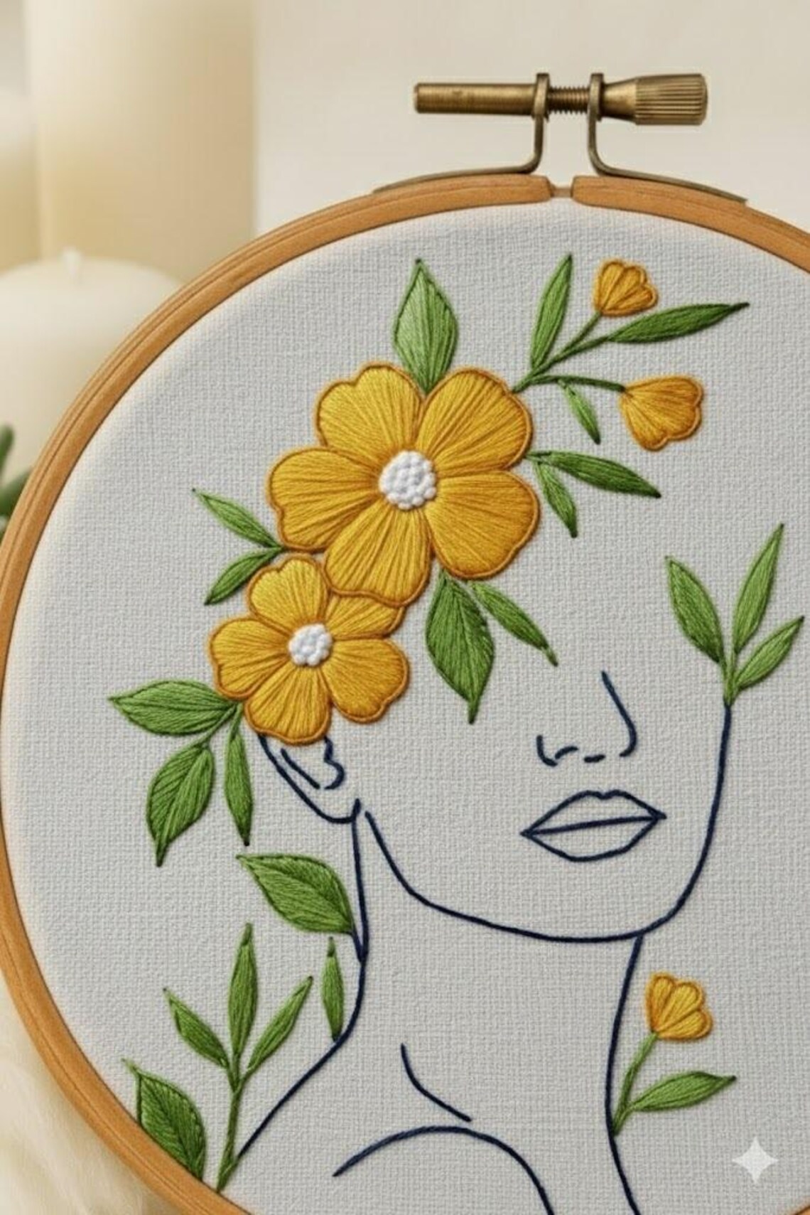 Beginner Embroidery Pattern – Floral Woman Line Art (PDF) - Etsy