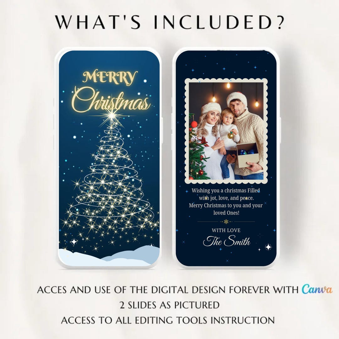 Animated Christmas E-card Template • Editable Holiday Photo Card ...
