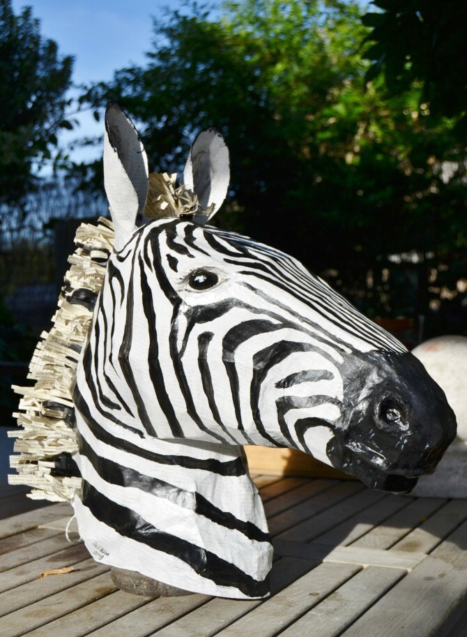 Zebra Head Paper Mache