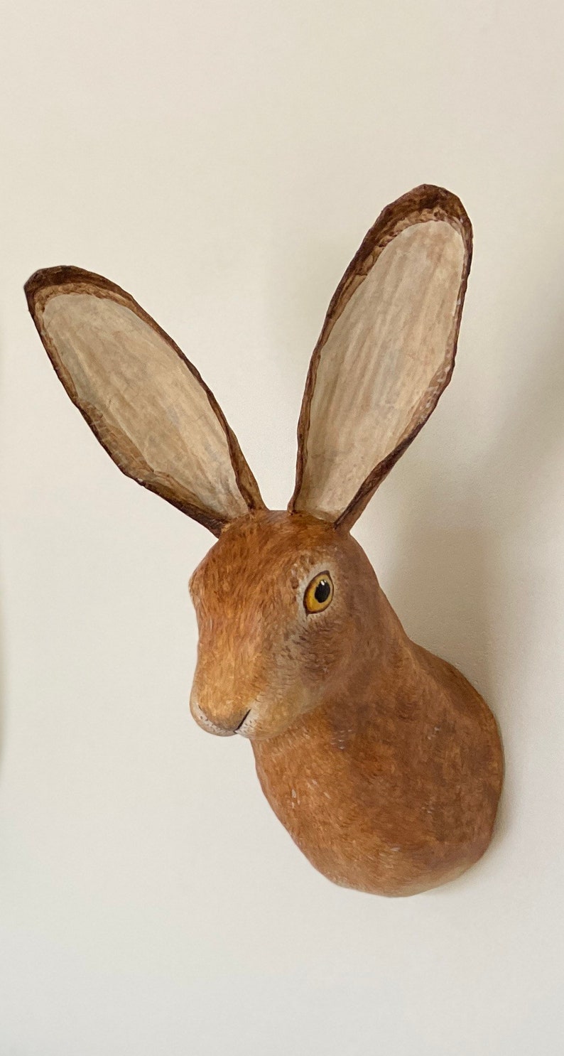 Paper Mache Hare Sculpture, Faux Taxidermy Rabbit Head - Etsy