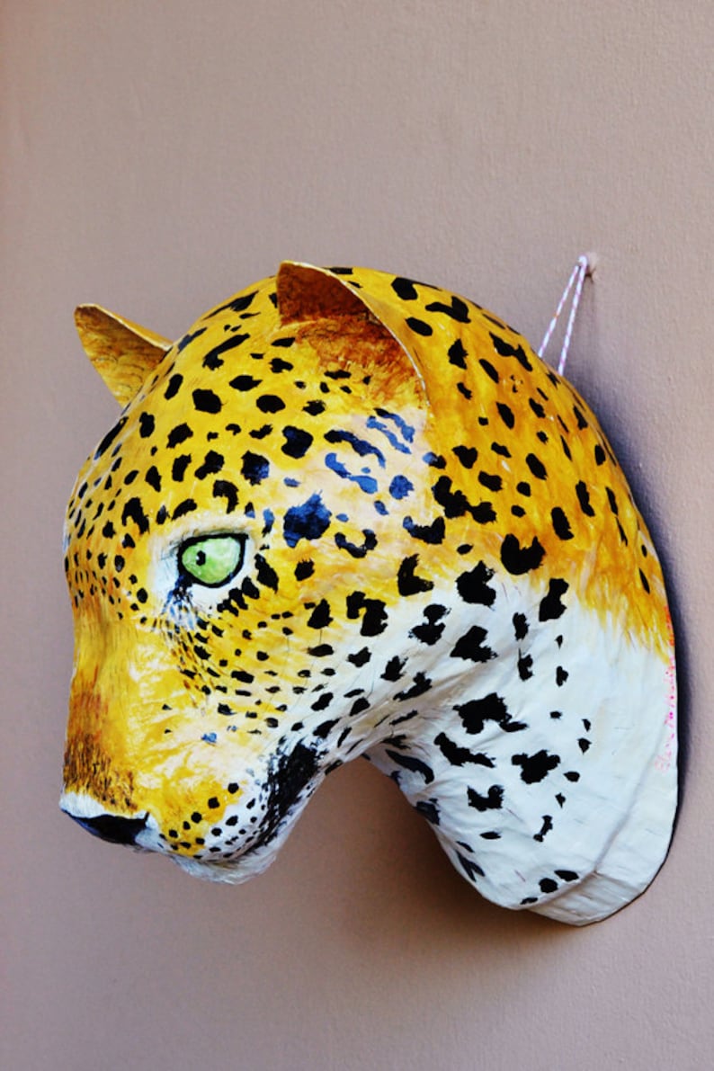 Paper Maché Leopard Head, Faux Taxidermy, Wall Decor Mask - Etsy