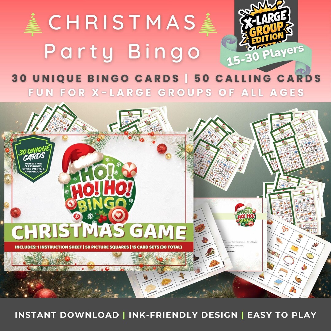 Christmas Bingo Printable Game | 30 Unique Cards • Classroom Holiday ...