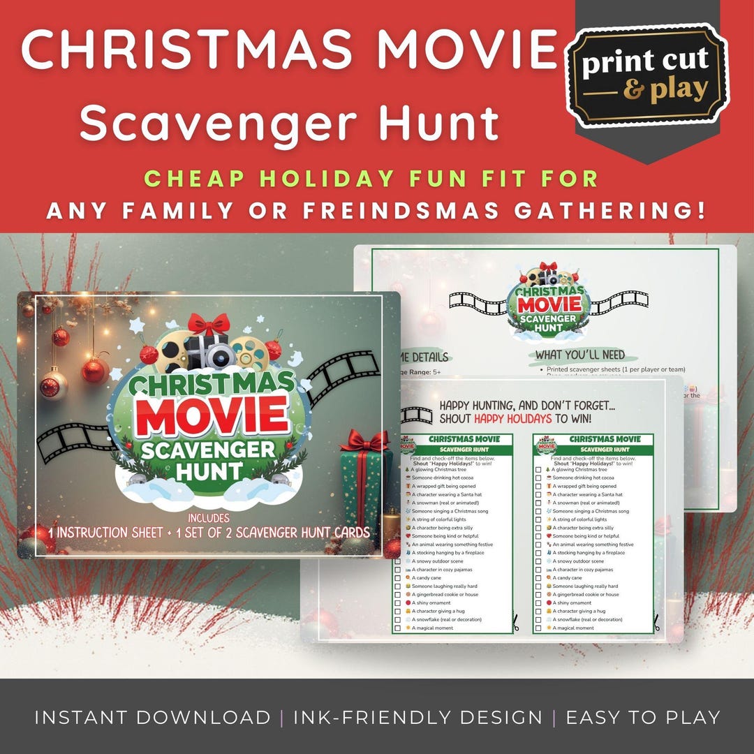 Christmas Scavenger Hunt Printable • Holiday Movie & Family Game ...