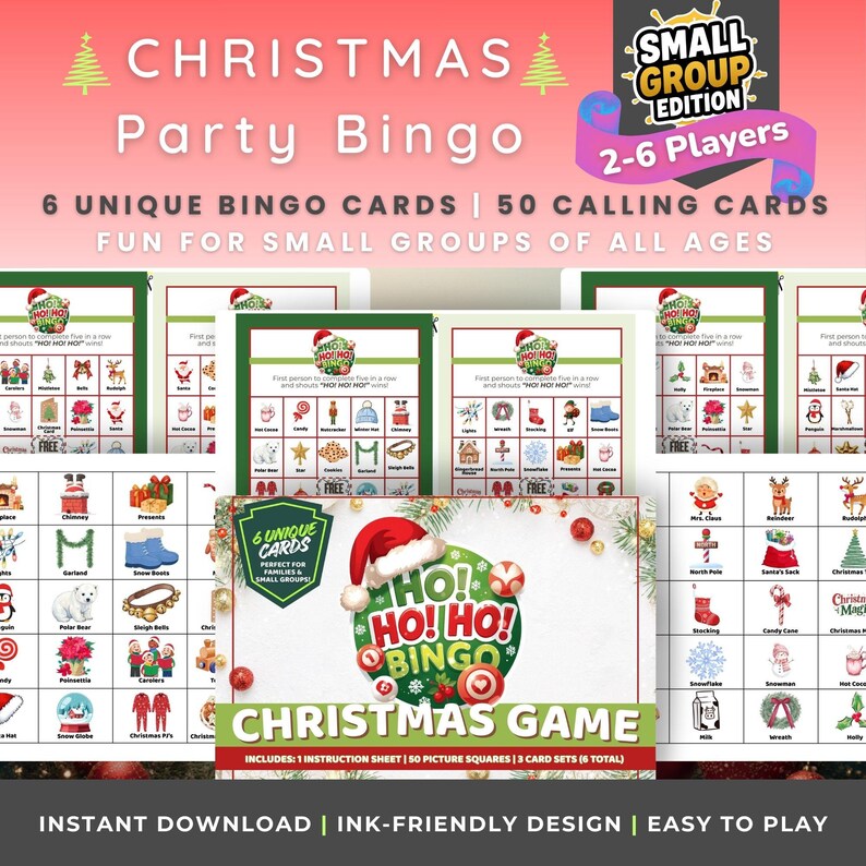 Christmas Bingo Printable Game | 6 Unique Cards • Holiday Activity for ...