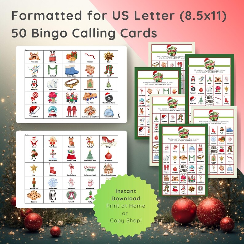Christmas Bingo Printable Game | 6 Unique Cards • Holiday Activity for ...