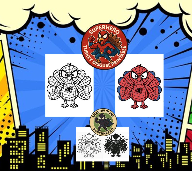 Spider-hero Turkey Disguise Printable – Thanksgiving Superhero Craft ...