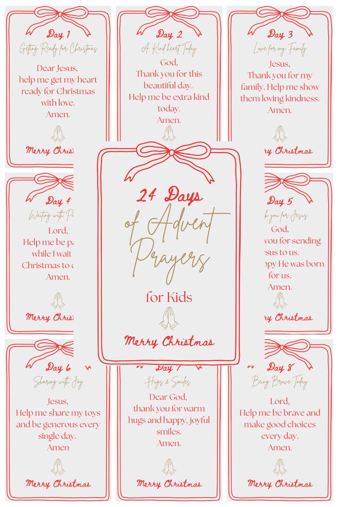Advent Prayer Cards for Kids | Christian Christmas Printable (PDF) - Etsy