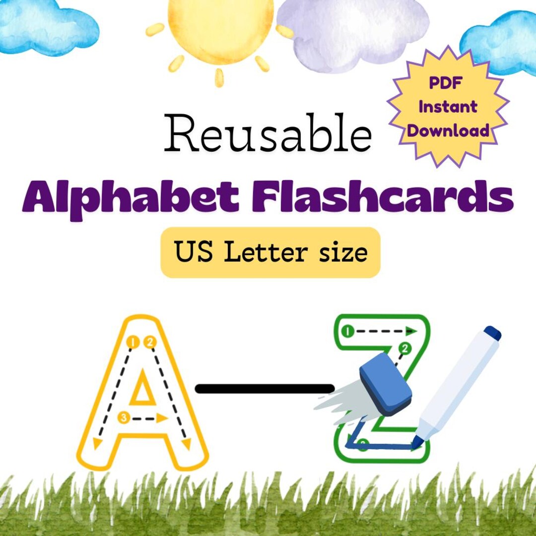 A–Z Alphabet Flashcards for Kids | Reusable Printable PDF | Tracing ...