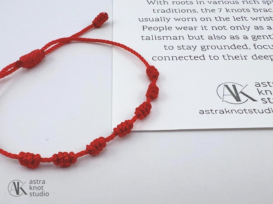 Seven Knots Bracelet or Anklet, Minimalist Karma Protection, Symbol of ...