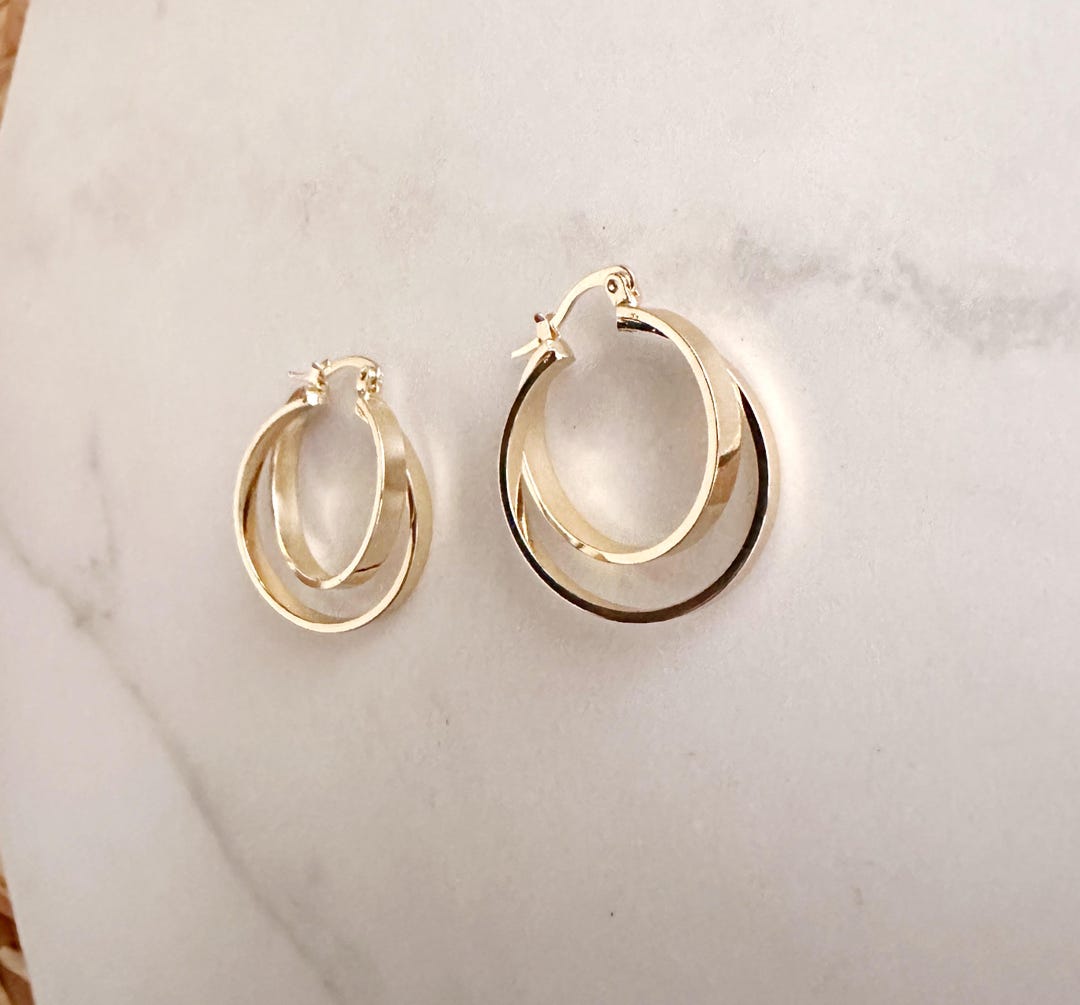 Classic Gold Hoop Earrings, Wavy Gold Hoops, Everyday Gold Hoops ...