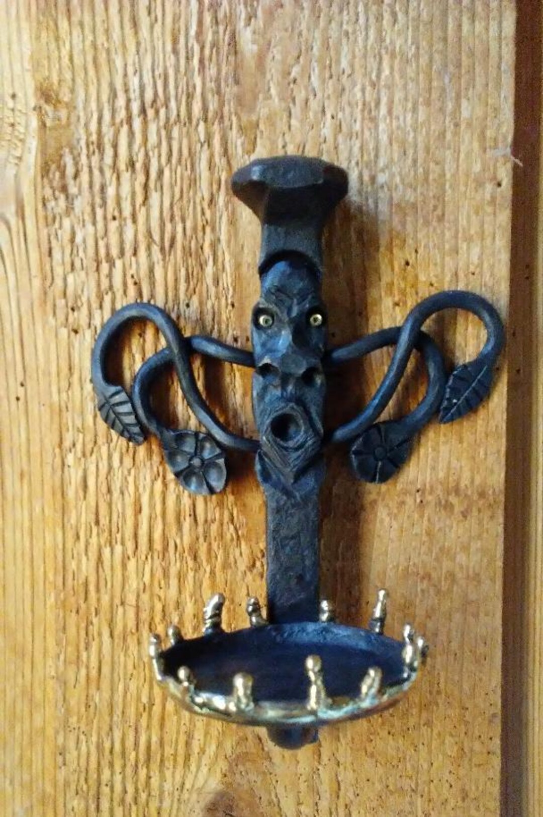 Wizard Wall Decor Hand Forged Iron Candle Holder/ Key Holder spike the ...