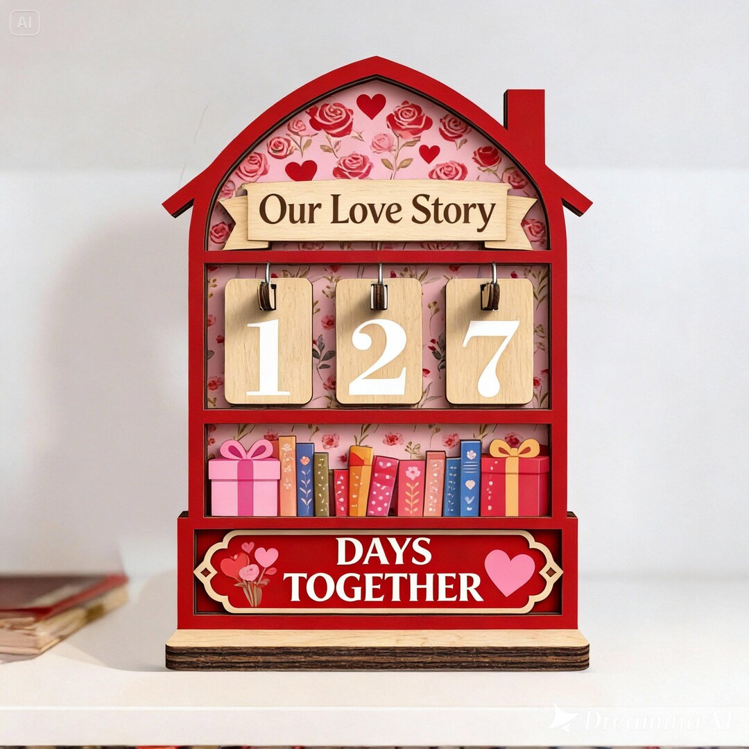 Personalized Love Days Counter House Shape Book Tracker, Custom Couple ...