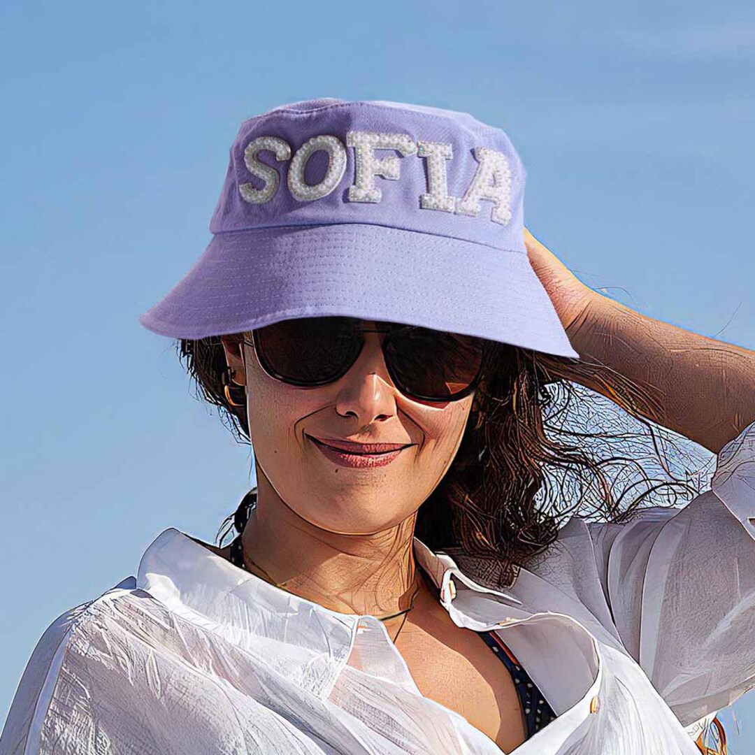Custom Name Purple Fisherman Hat – Beach Vacation Sun Protection ...