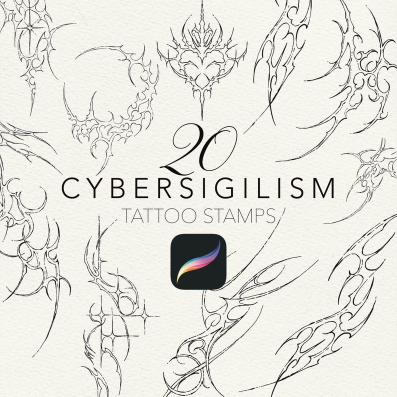 20 Cybersigilism Tattoo Procreate Brushes - Etsy