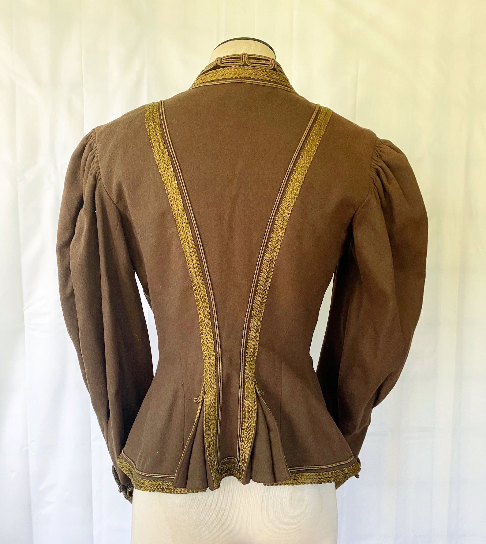 Antique Victorian Jacket / Top 1890s Brown Wool and Velvet 34 / 35 Bust ...