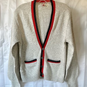 Vintage 1950s 1960s Mens Wool Cardigan Binghamton Knitting Co. 37 38 ...