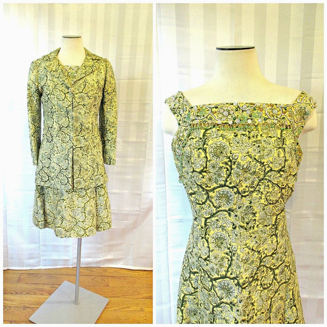 Vintage Tina Leser Silk Dress Suit With Matching Jacket 1950s 1960s ...
