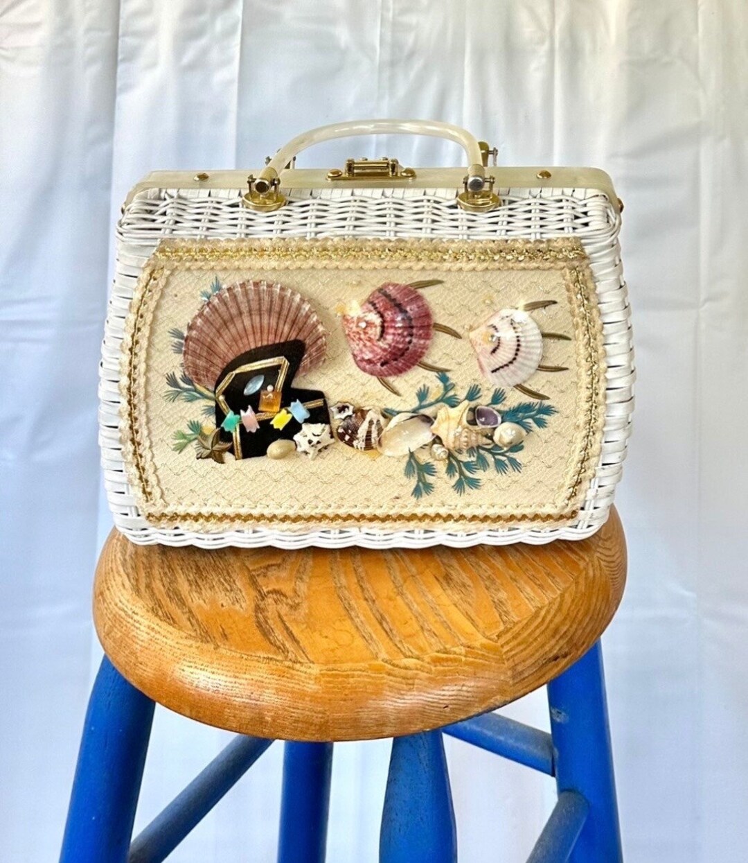 Vintage 1950s 1960s White Wicker Purse Princess Charming by Atlas ...